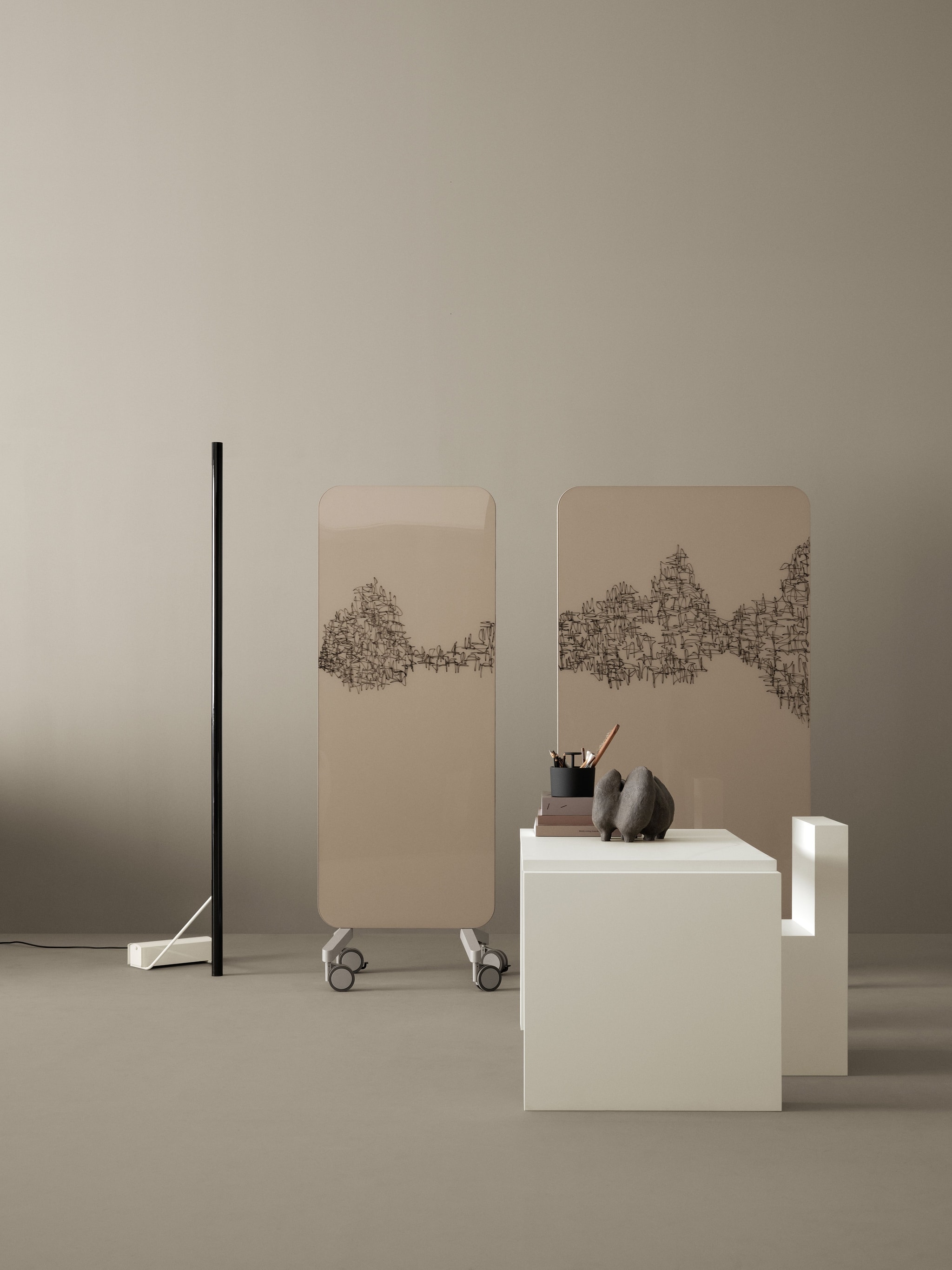 Mood Fabric Mobile. Magnetic glass whiteboard on mobile stand with ...