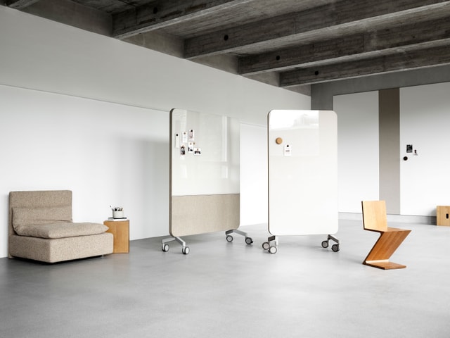 Mood Fabric Mobile. Magnetic glass whiteboard on mobile stand with ...