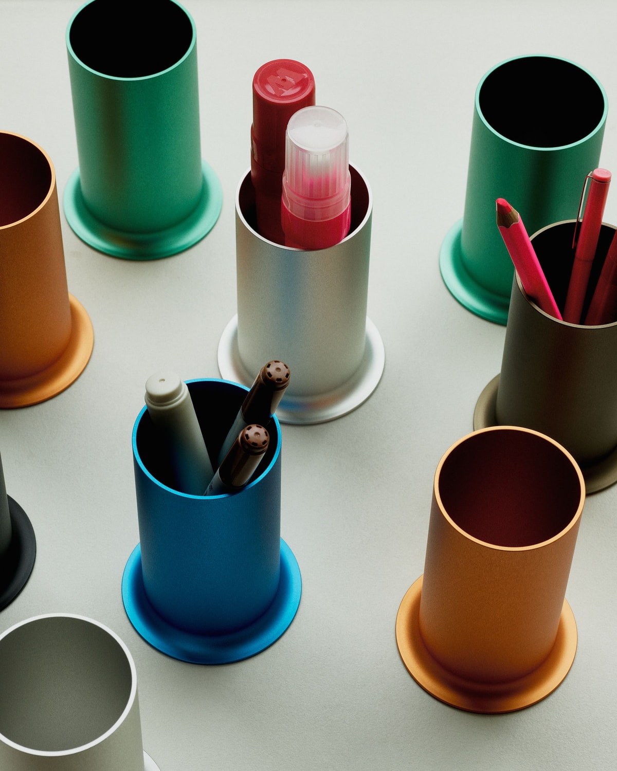 TRACE Desk Pen-Cup. Anodized aluminum pen cup. | LINTEX