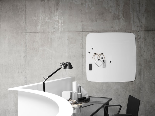 Flow Wall. Magnetic glass whiteboard in 24 colours with softly rounded ...