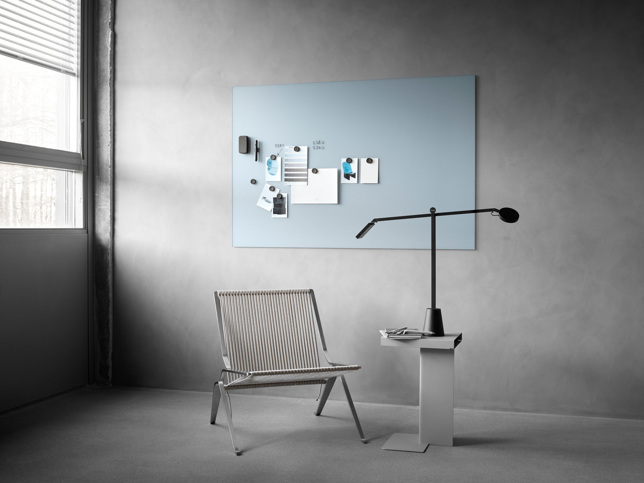 Silk Wall. Matte magnetic glass whiteboard in 24 colours | LINTEX