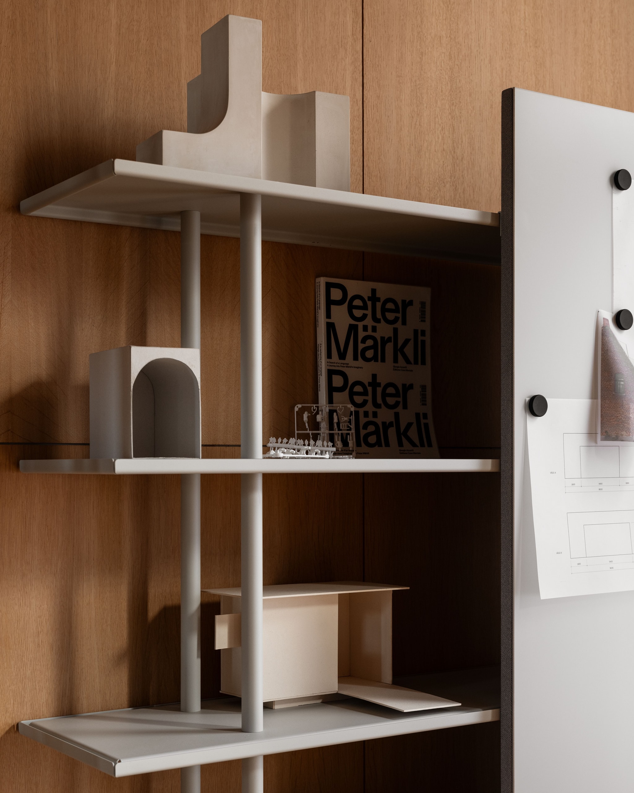 A08. Magnetic glass whiteboard shelf unit with acoustic back panel ...