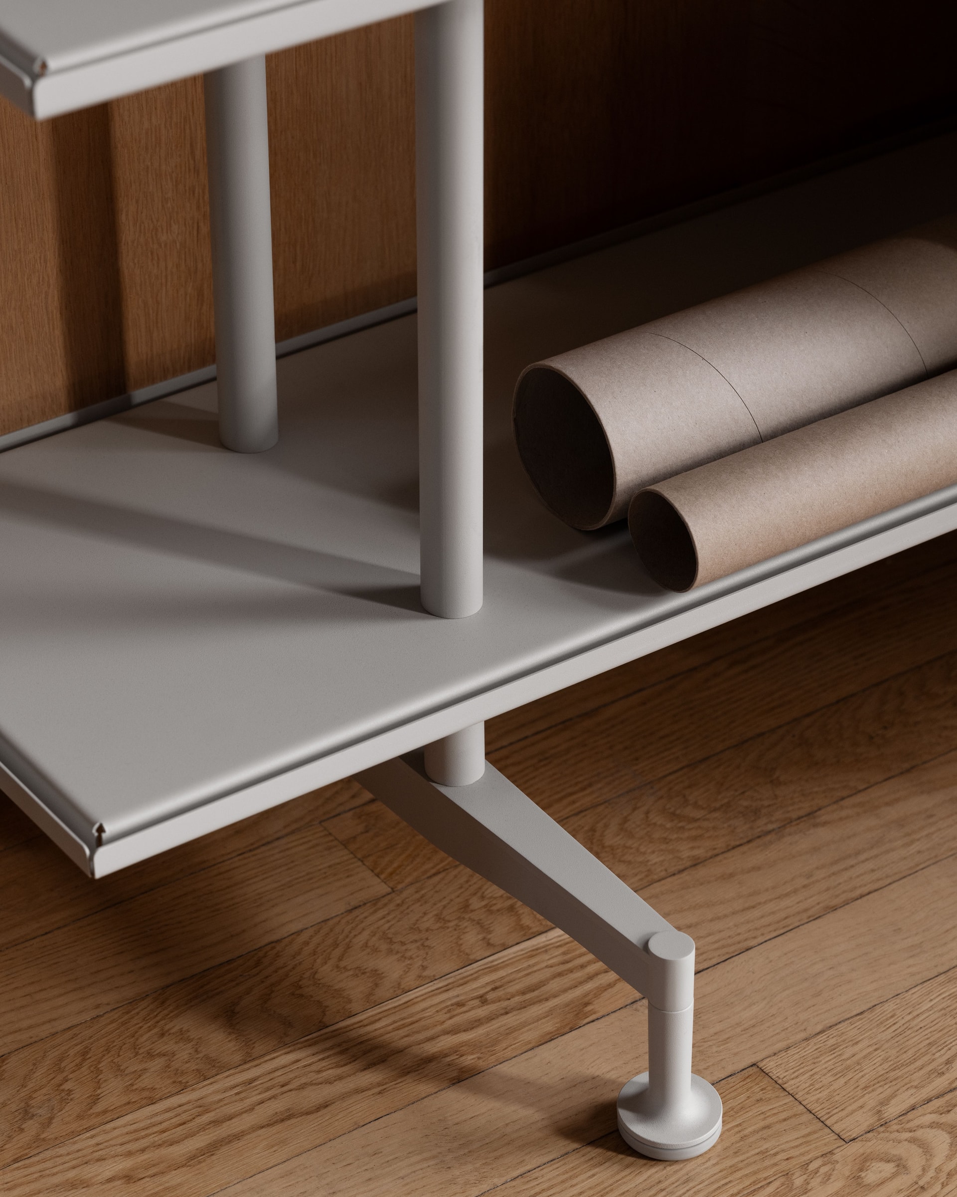 A08. Magnetic glass whiteboard shelf unit with acoustic back panel ...