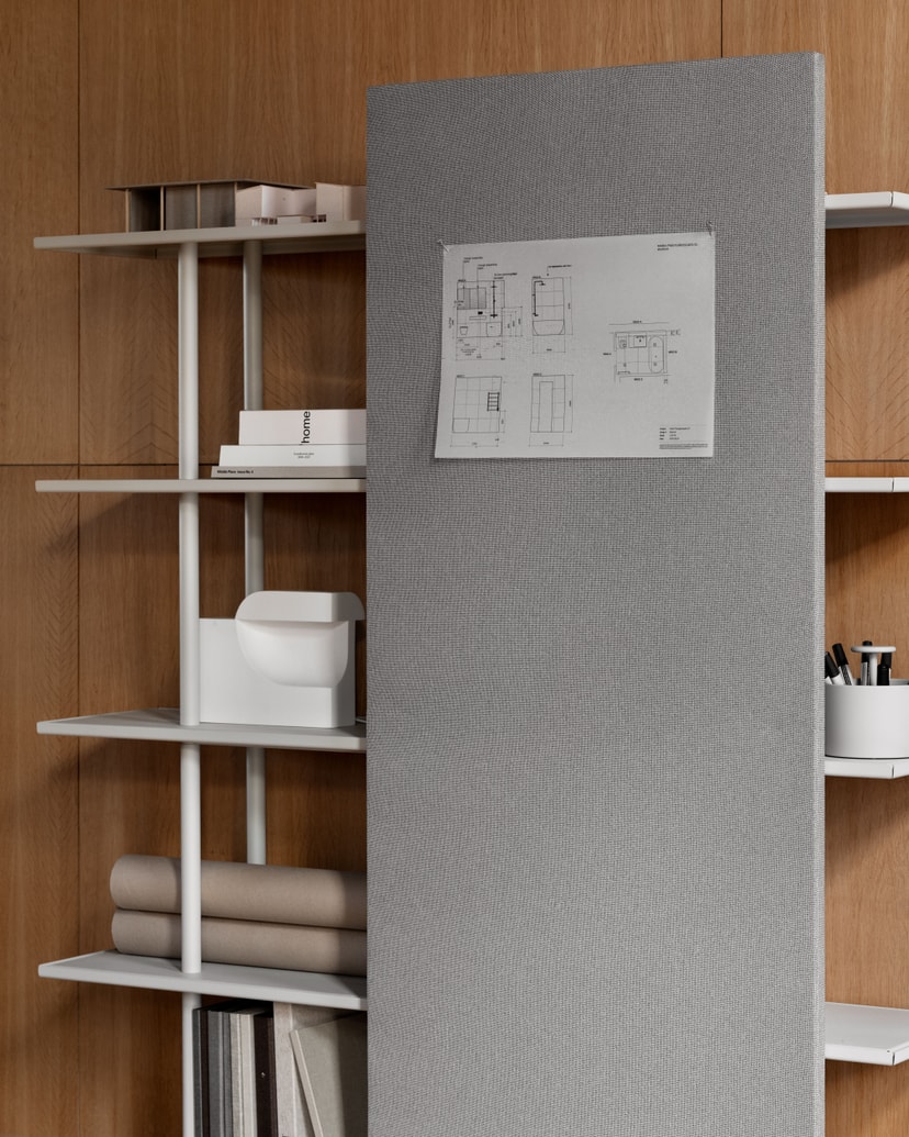 A08. Magnetic glass dry erase whiteboard shelf unit with acoustic back ...