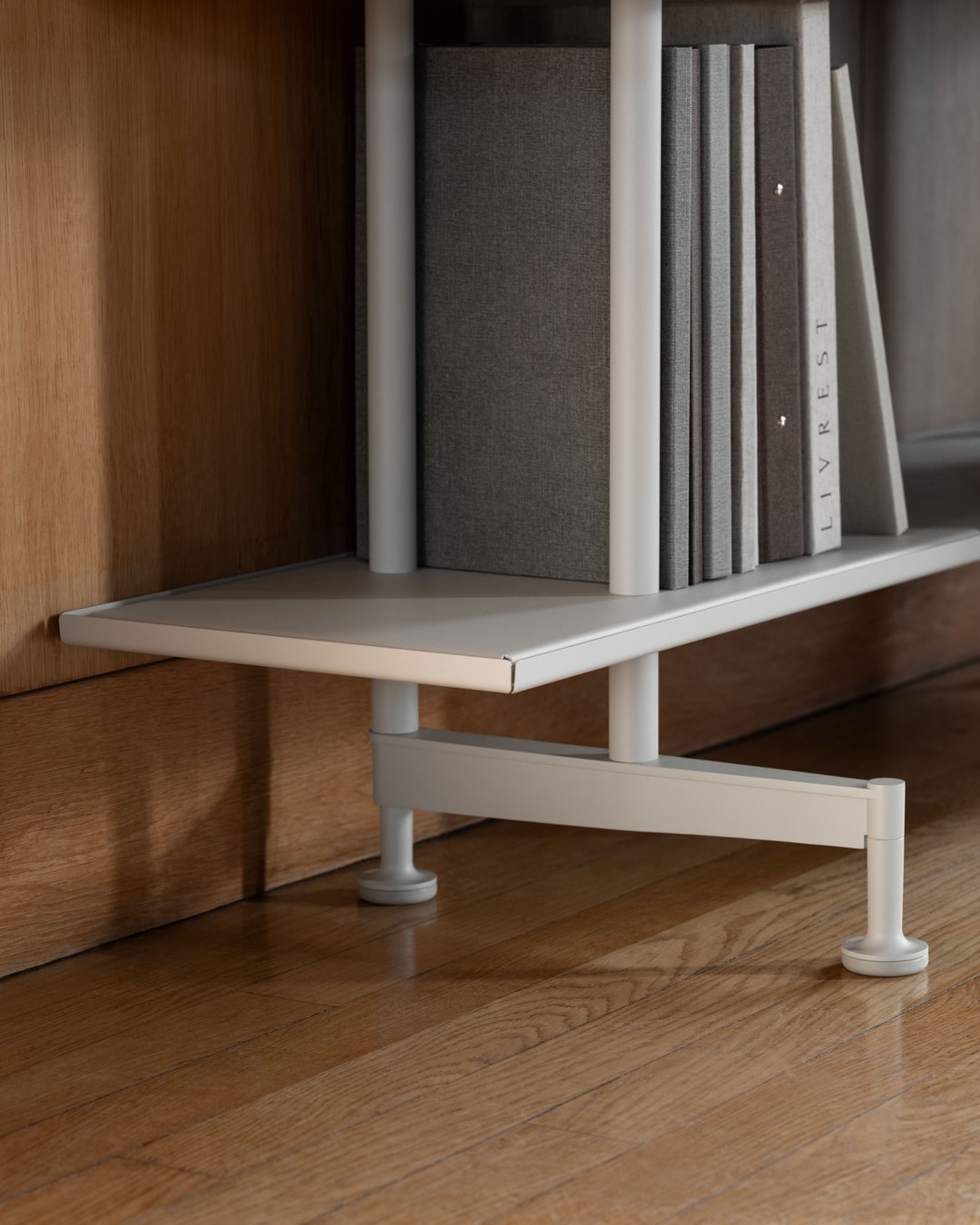 A08. Magnetic glass whiteboard shelf unit with acoustic back panel ...