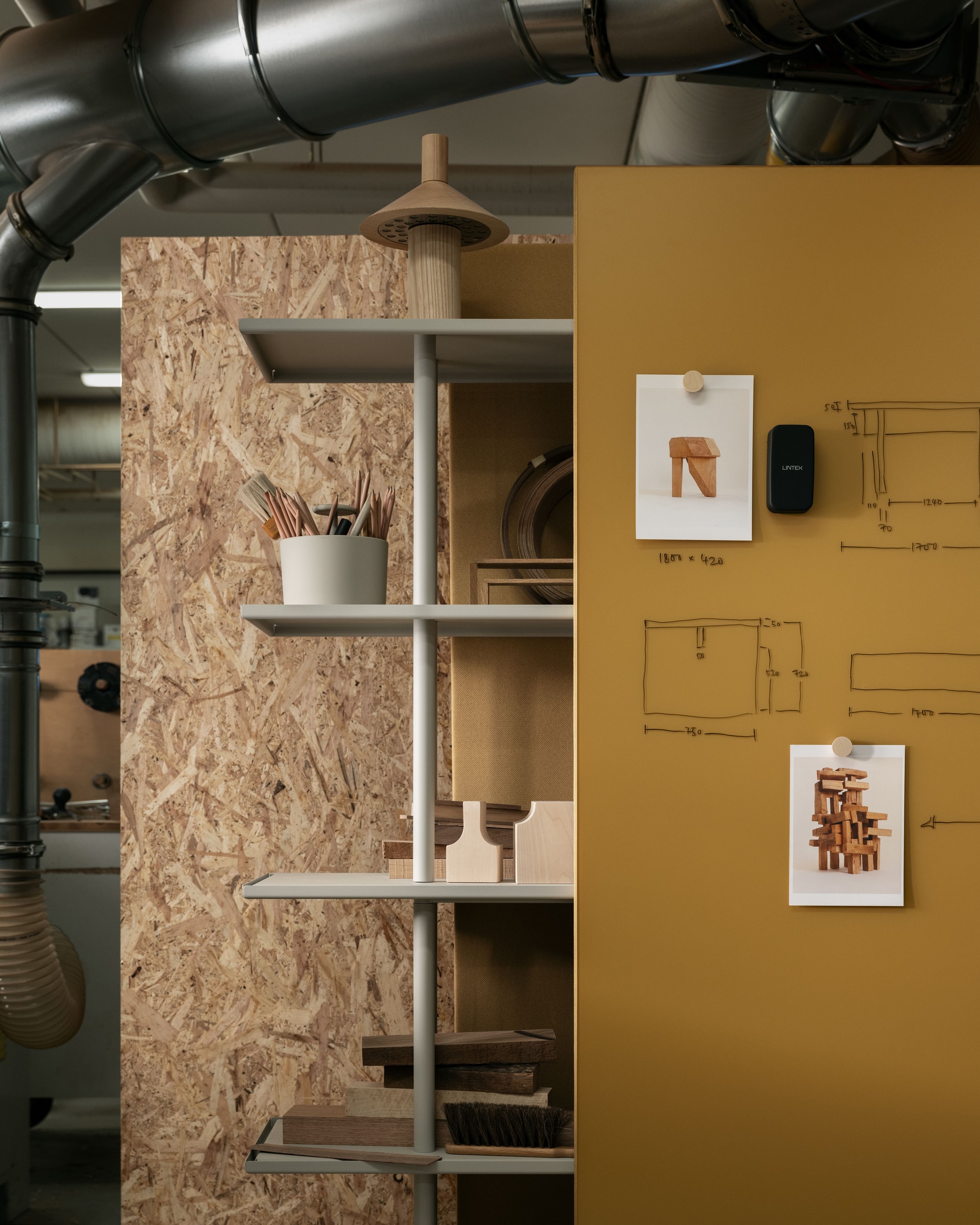 A08. Magnetic glass whiteboard shelf unit with acoustic back panel ...