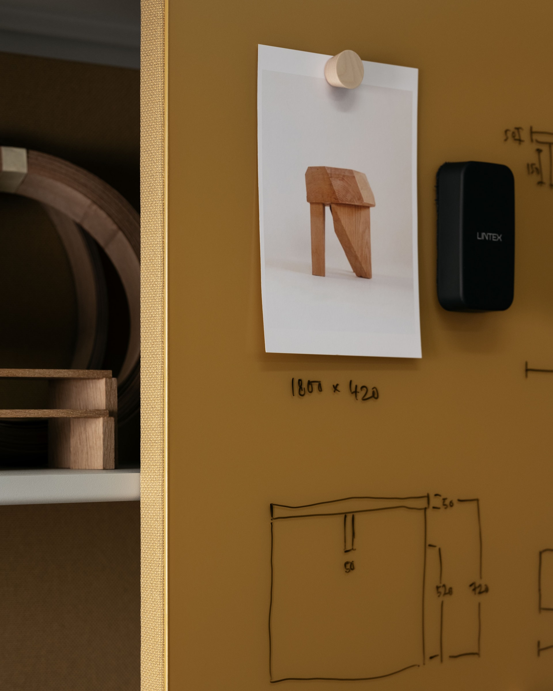 A08. Magnetic glass whiteboard shelf unit with acoustic back panel ...